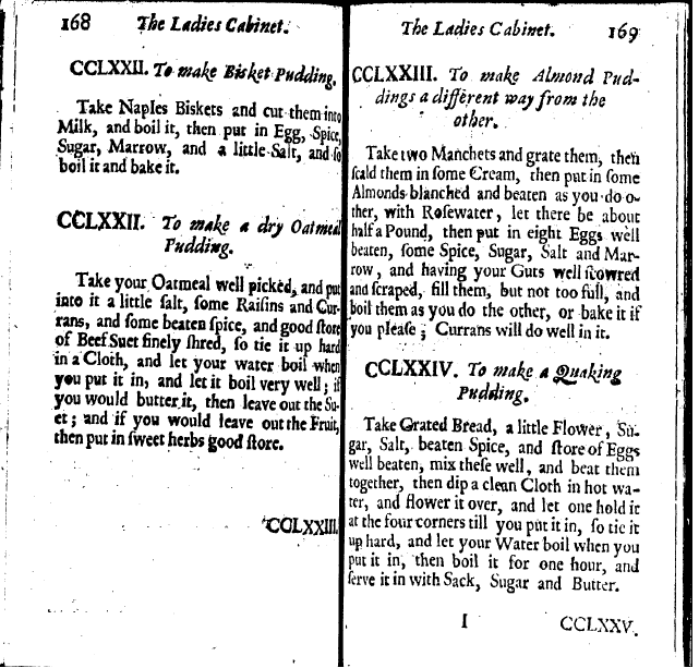 Hannah Woolley’s Bisket Pudding | Cooking in the Archives